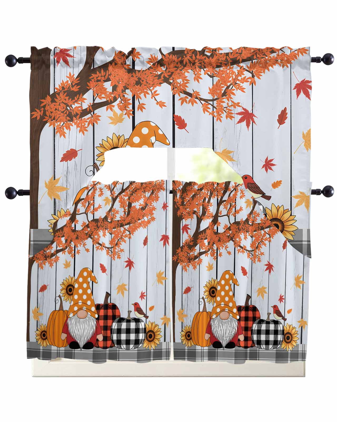 Fall Maple Leaf Swag Curtains for Living Room/Bedroom Windows ...
