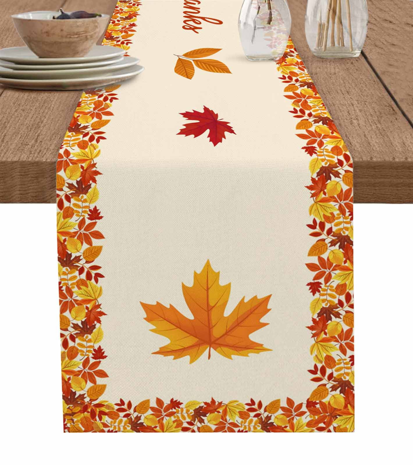 Fall Maple Leaf Table Runner 108 Inches, Thanksgiving Autumn Farmhouse ...