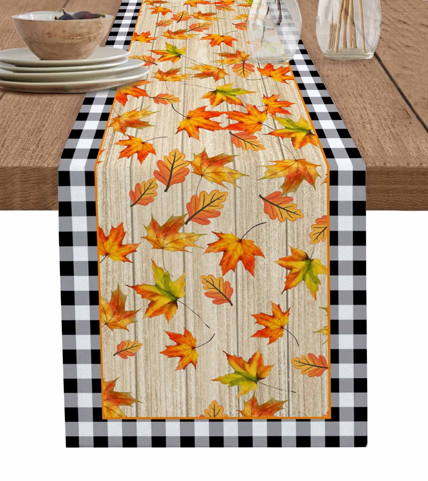 Fall Maple Leaf Table Runner 36 Inches, Thanksgiving Farmhouse Wood ...