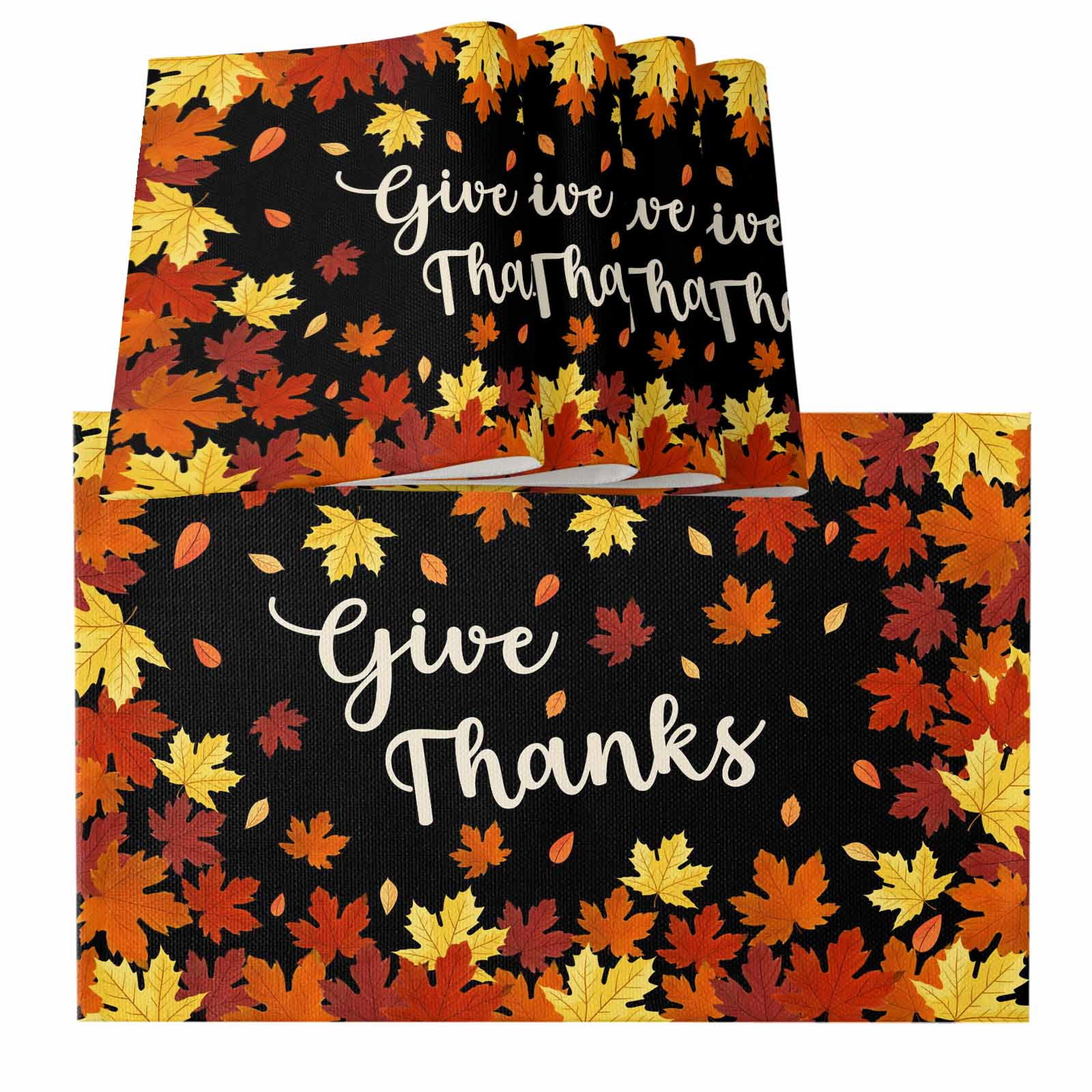 Fall Maple Leaf Thanksgiving Yellow Orange Plant Black Burlap Kitchen ...
