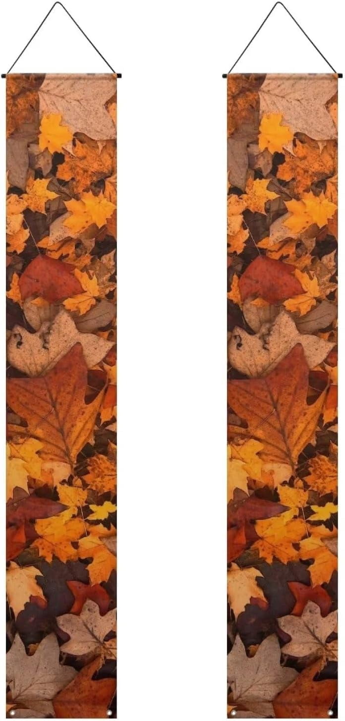 Fall Maple Leaves Banner Vertical Hanging Sign for Front Door Porch ...