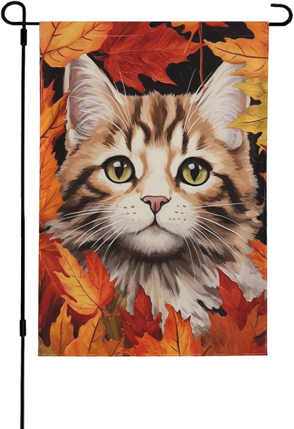 Fall Maple Leaves Garden Flags 12x18 Inch Double Sided Funny Cat Small ...