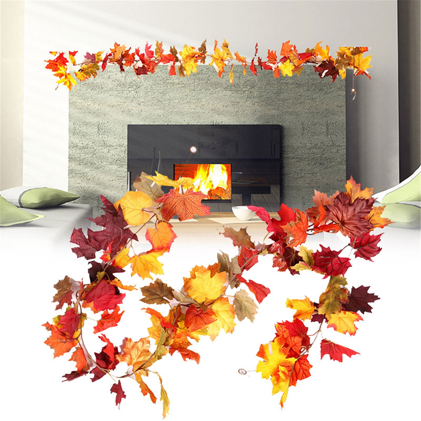 Fall Maple Leaves Lighted Garland, Thanksgiving String Simulation Dark ...