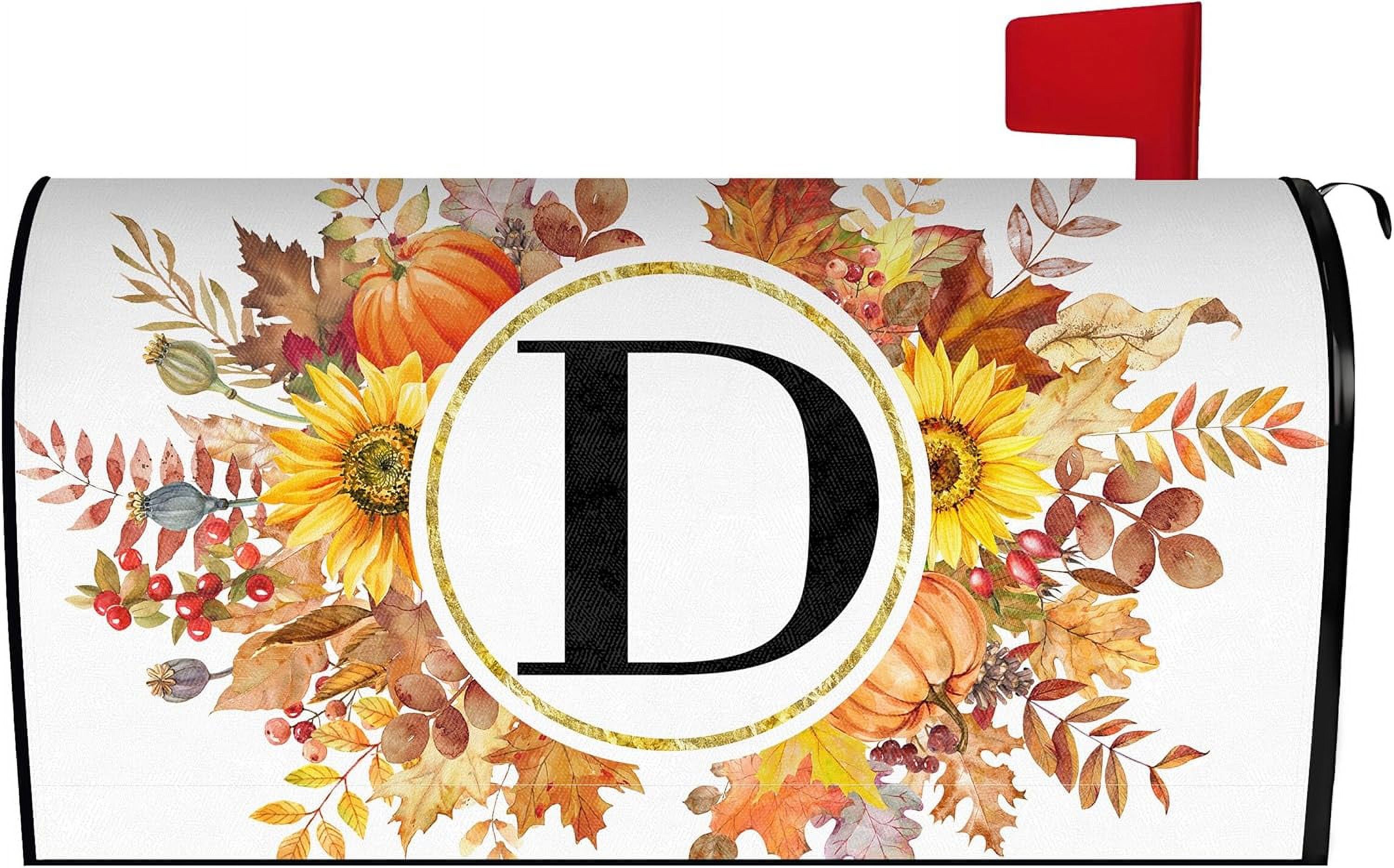 Fall Maple Leaves Monogram Letter D Mailbox Cover Magnetic 21x18 Inch ...
