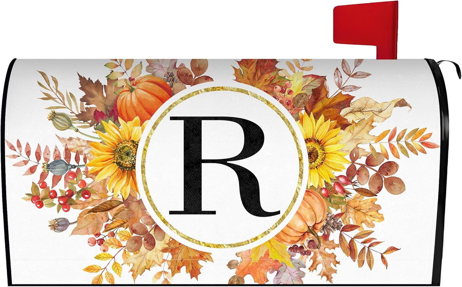 Fall Maple Leaves Monogram Letter R Mailbox Cover Magnetic 21x18 Inch ...