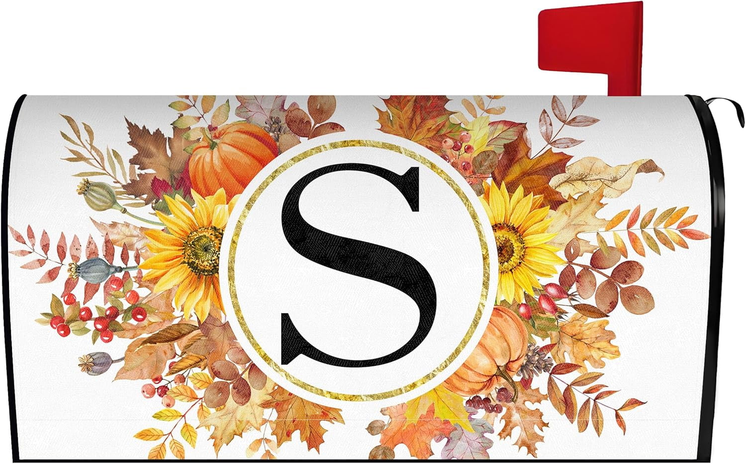 Fall Maple Leaves Monogram Letter S Mailbox Cover Magnetic 21x18 Inch ...