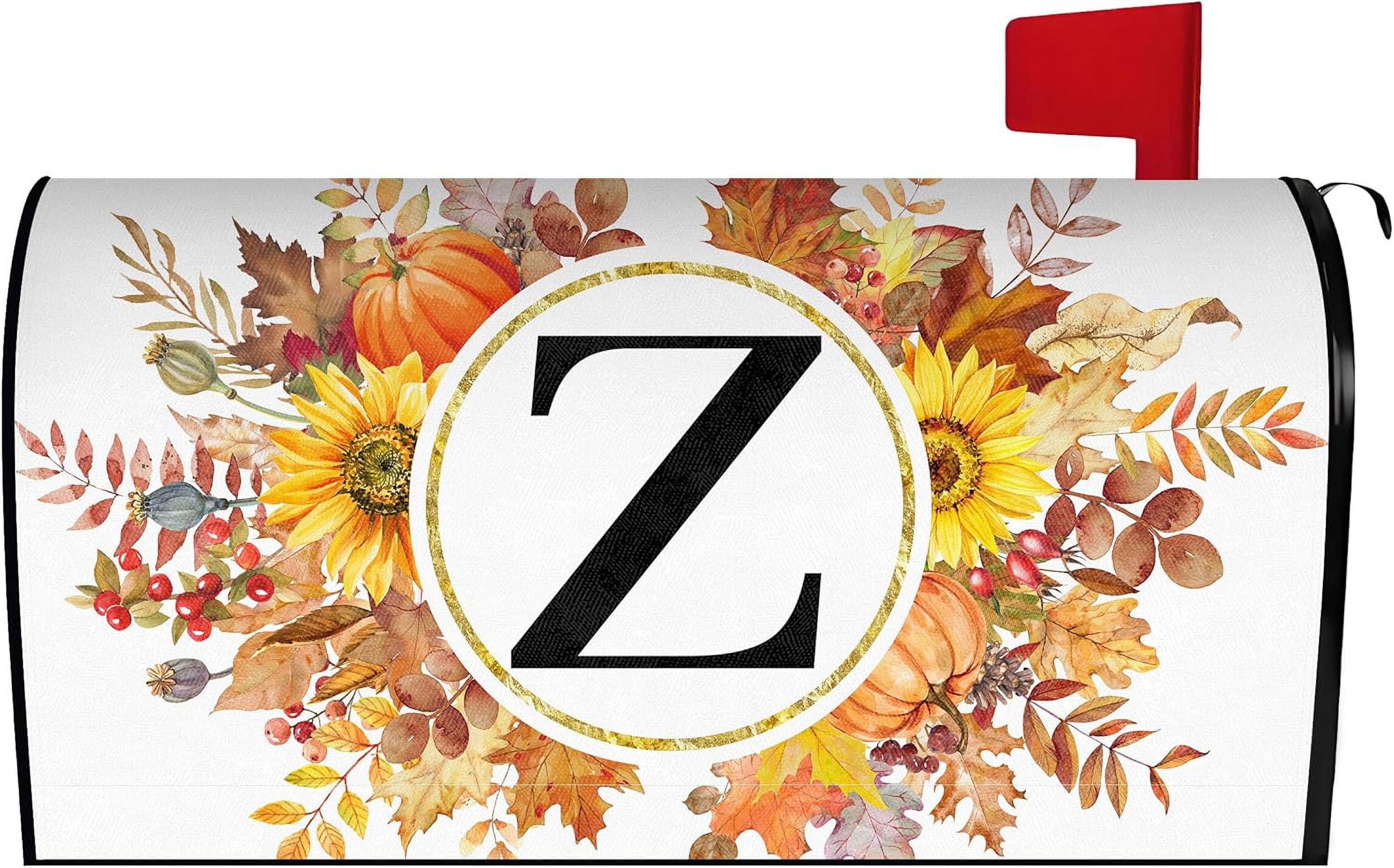 Fall Maple Leaves Monogram Letter Z Mailbox Cover Magnetic 21x18 Inch ...