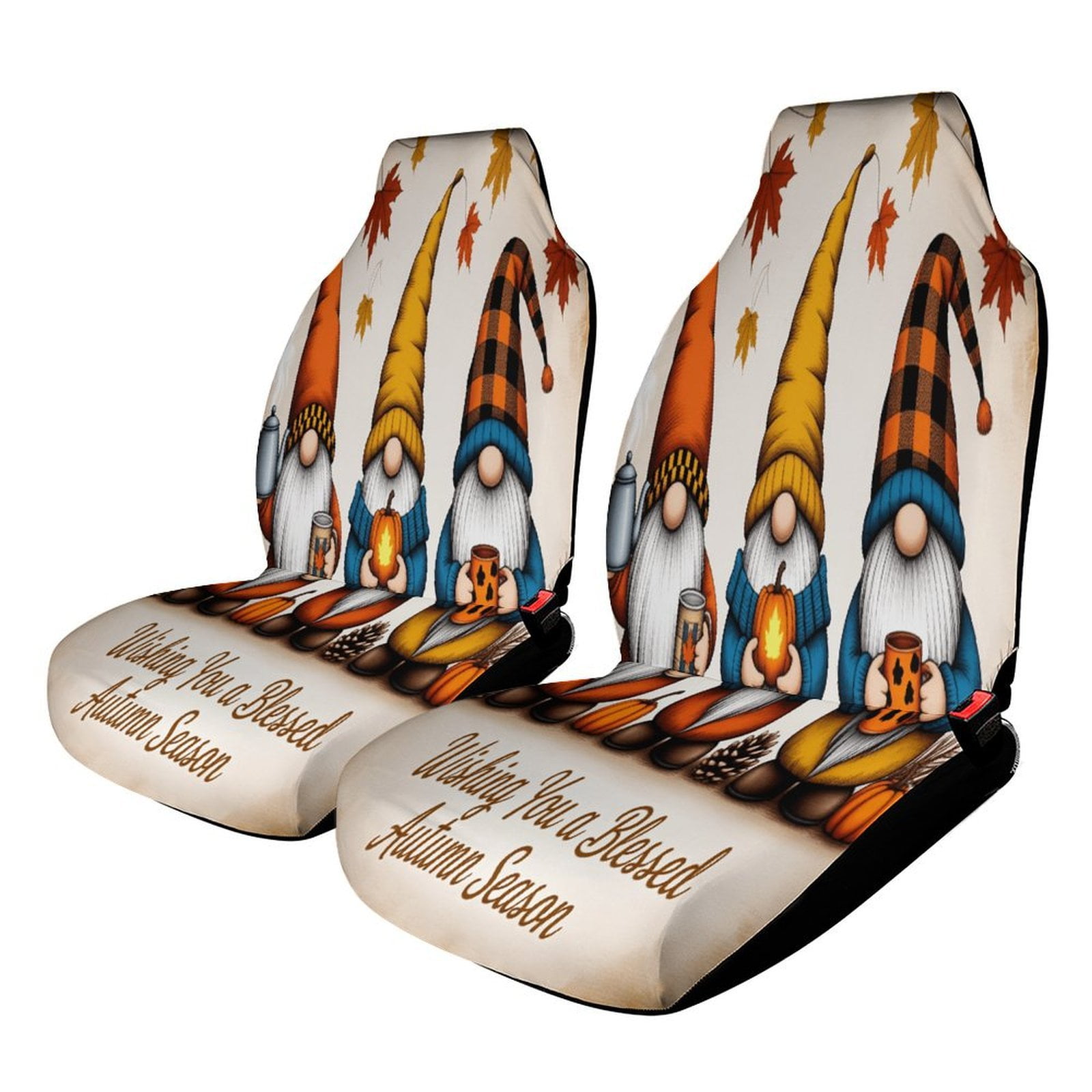 Fall Maple Leaves Pumpkin Set of 2Pcs Car Seat Covers Easy Clean ...