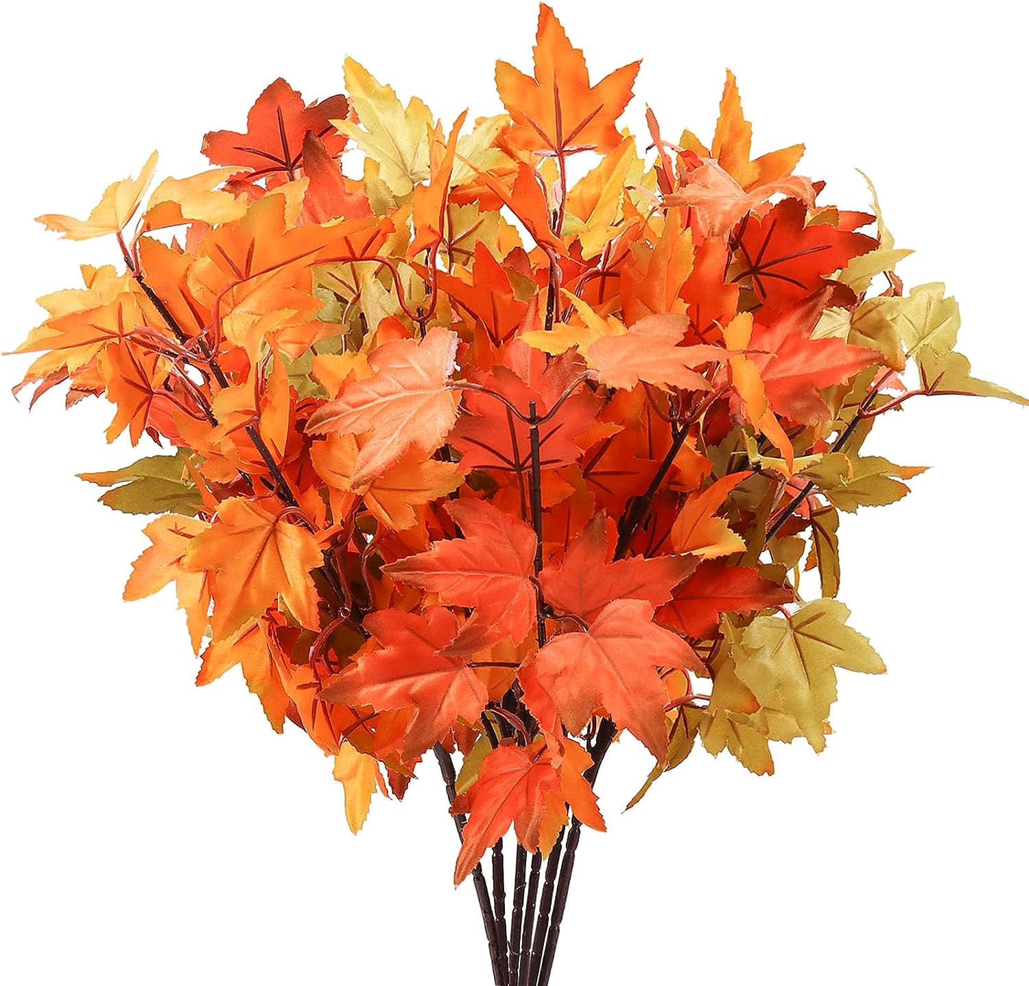 Fall Maple Leaves Stems Decor, 6Pcs Fake Fall Maple Leaves Branches ...