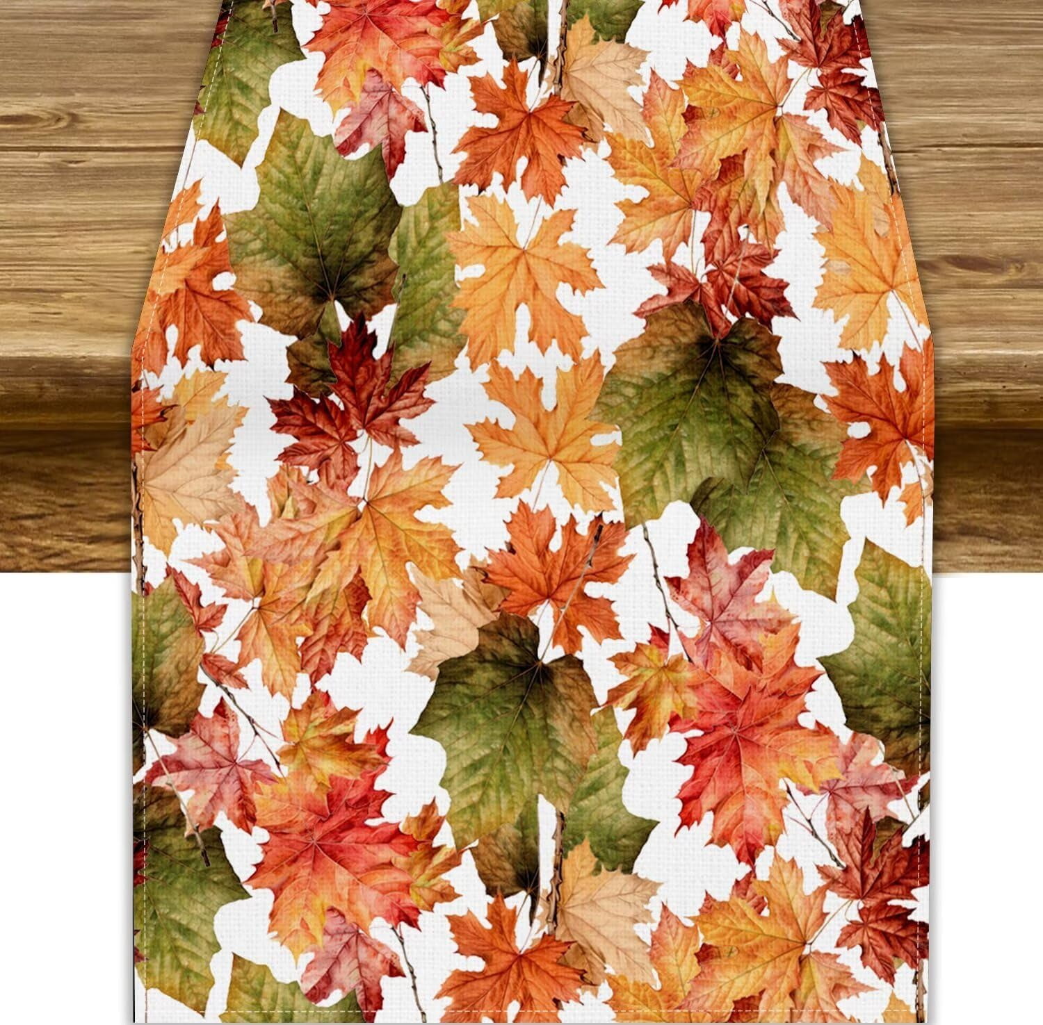 Fall Maple Leaves Table Runner,Thanks Giving Autumn Harvest Seasonal ...