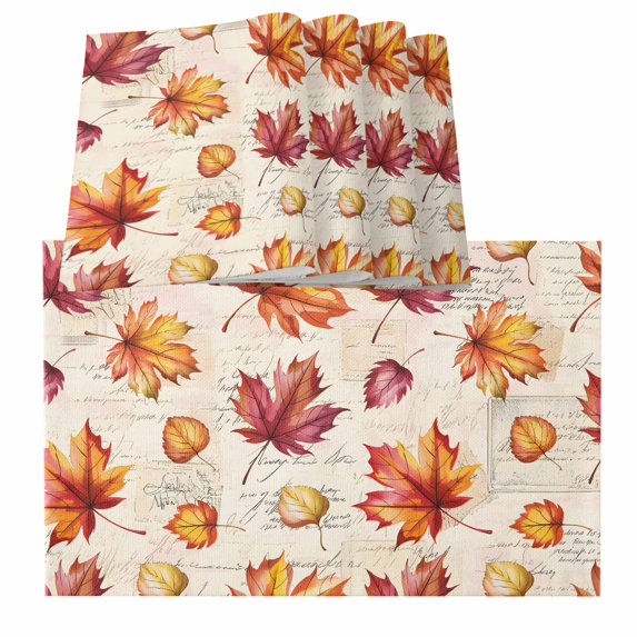 Fall Maple Leaves Thanksgiving Farmhouse Orange Leaf Burlap Kitchen ...
