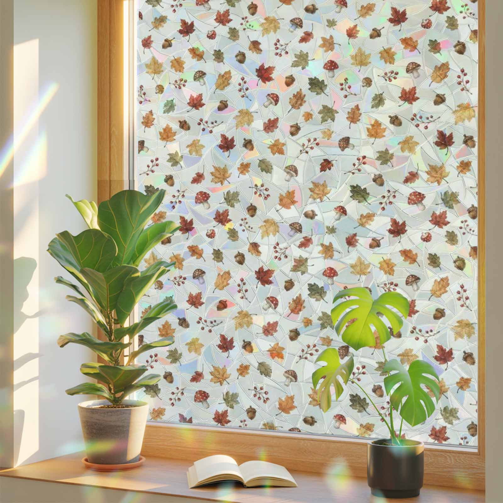Fall Maple Leaves Window Privacy Film, Country Harvest Yellow Orange ...
