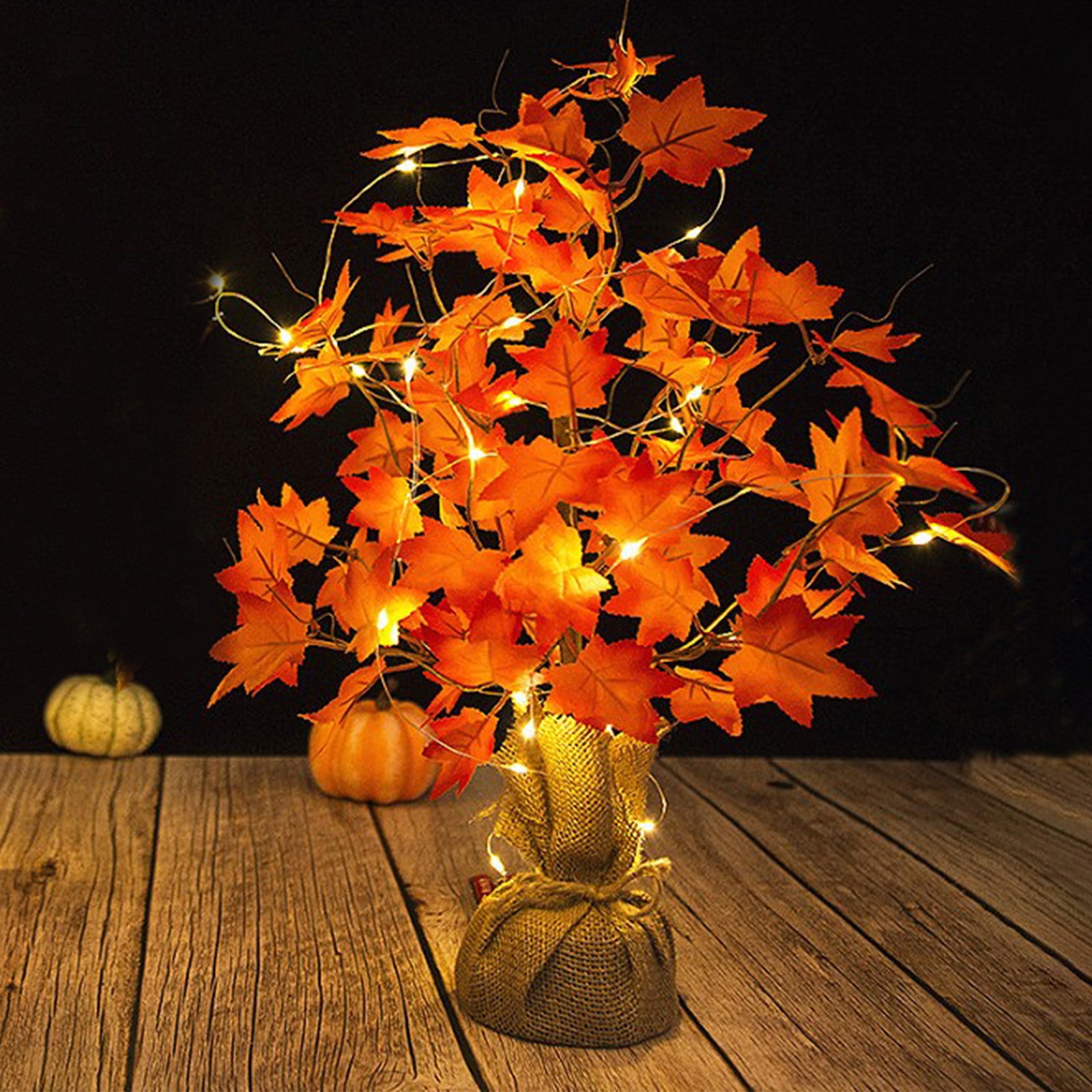 Fall Maple Tree Decor | 17.7in Height Warm White LED Lighted PVC ...