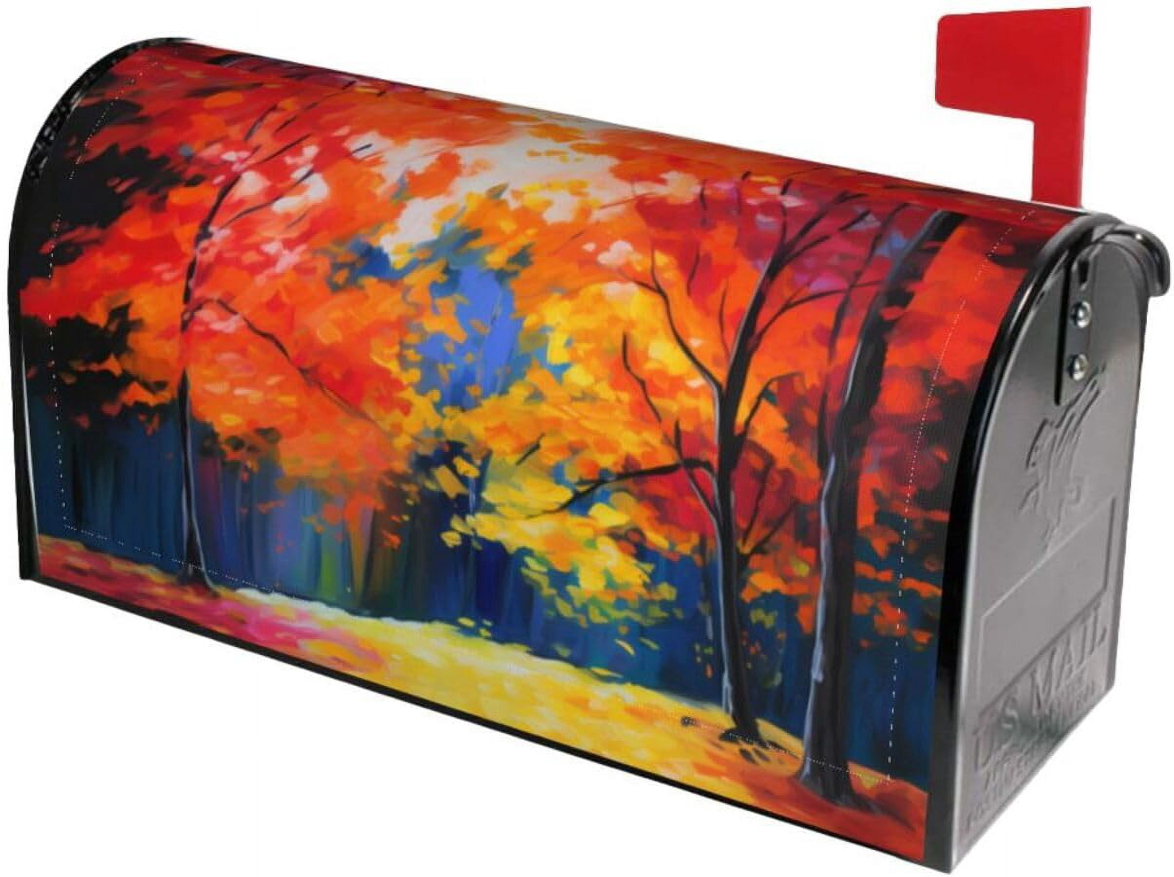 Fall Maple Trees Mailbox Covers, Autumn Forest Magnetic Post Box Cover ...
