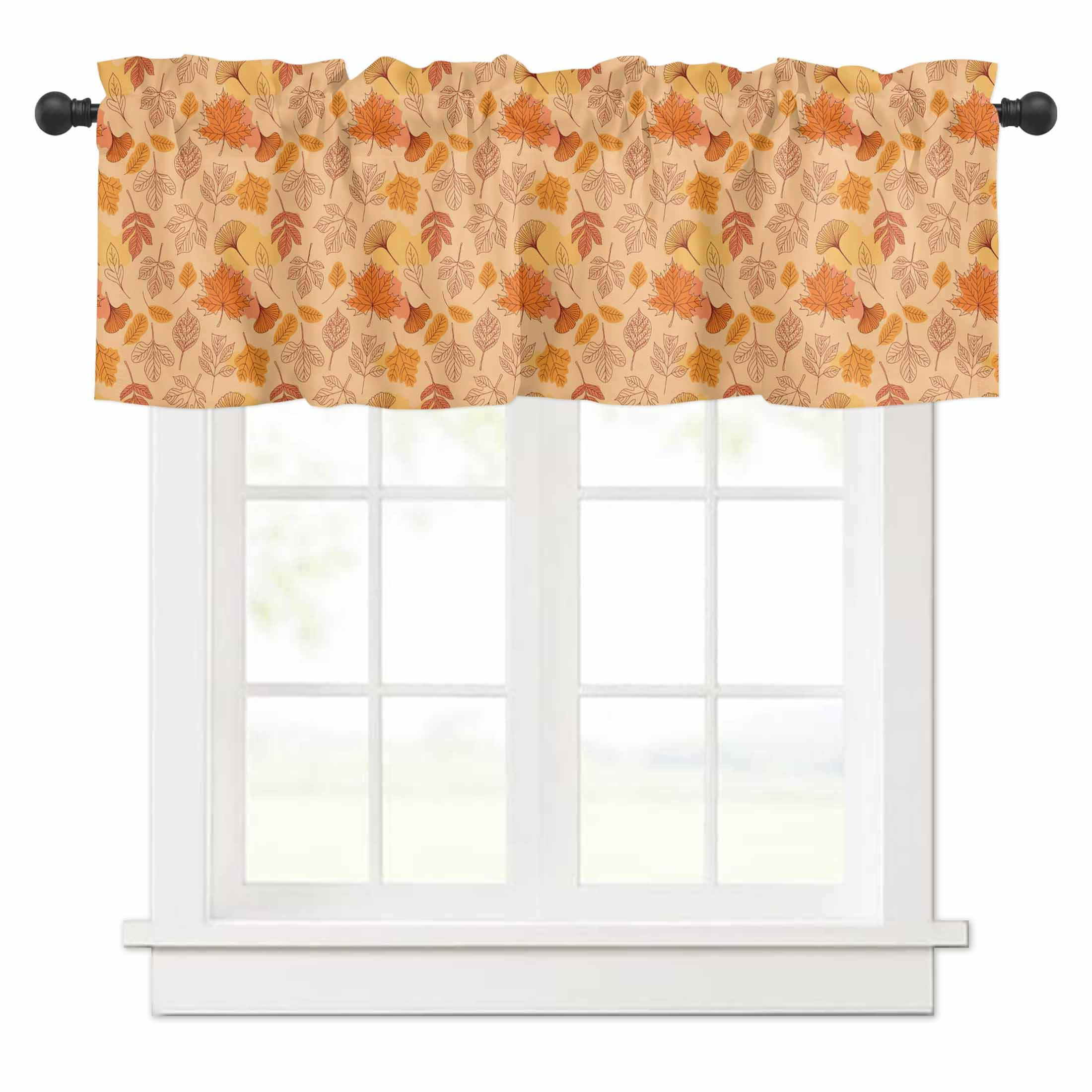 Fall Maple Valances for Windows Leaf Autumn Leaves Thanksgiving Orange ...