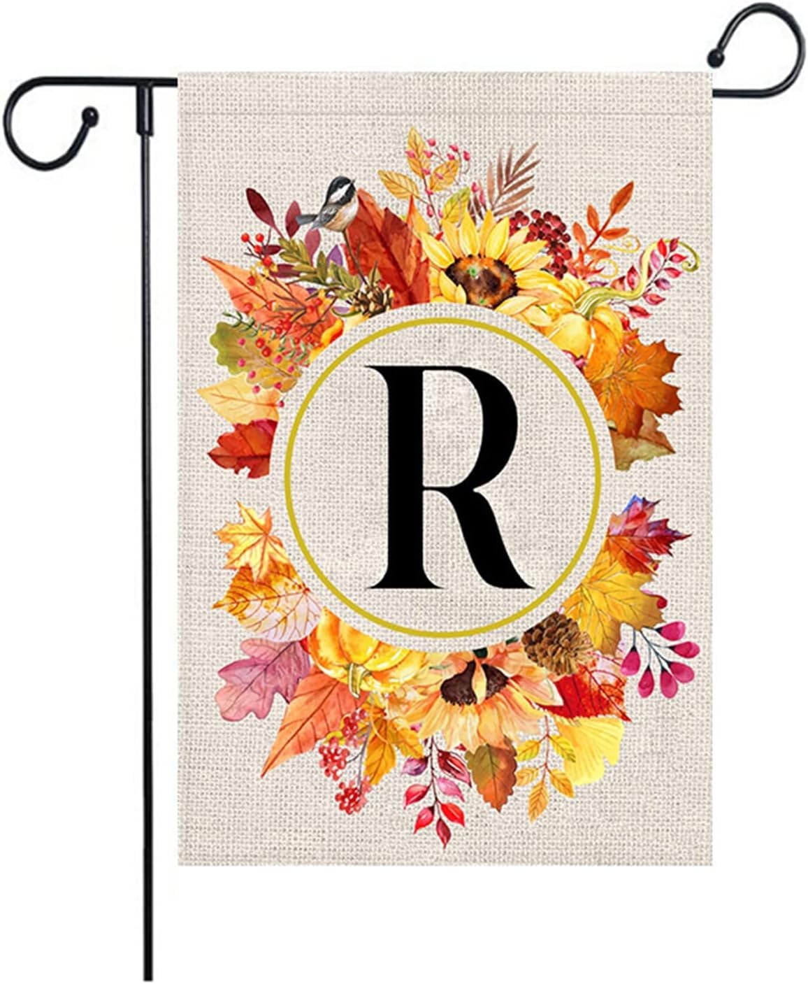 Fall Monogram Letter R Garden Flag 12x18 Inch Double Sided for Outside ...