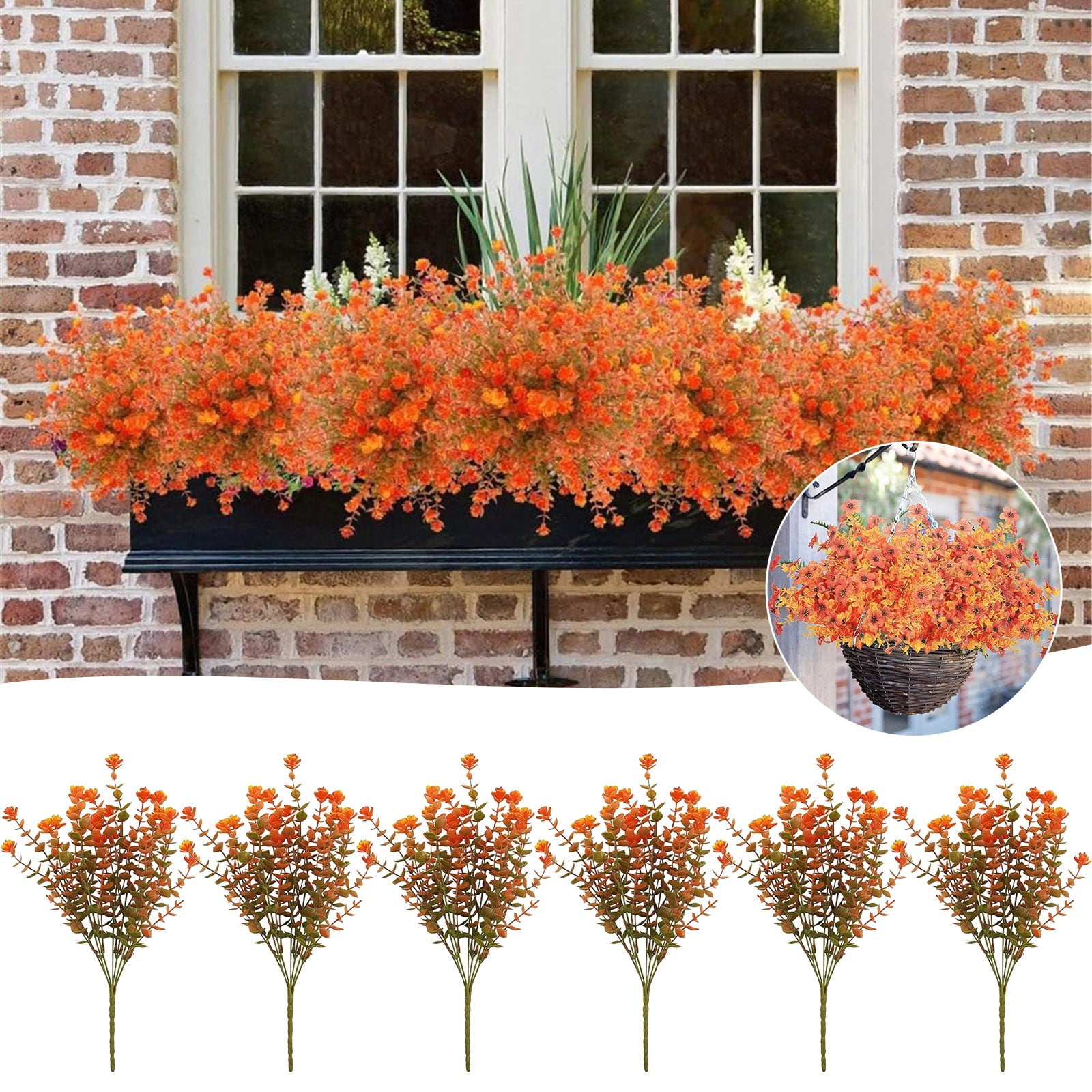 Fall Mums Artificial Flowers Outdoor 6 Pieces -7 Branches Of Eucalyptus ...