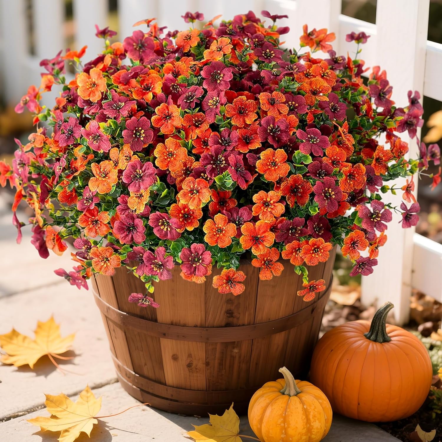 Fall Mums Artificial Flowers for Outdoors Potted, 12 Bundles Fake Fall ...
