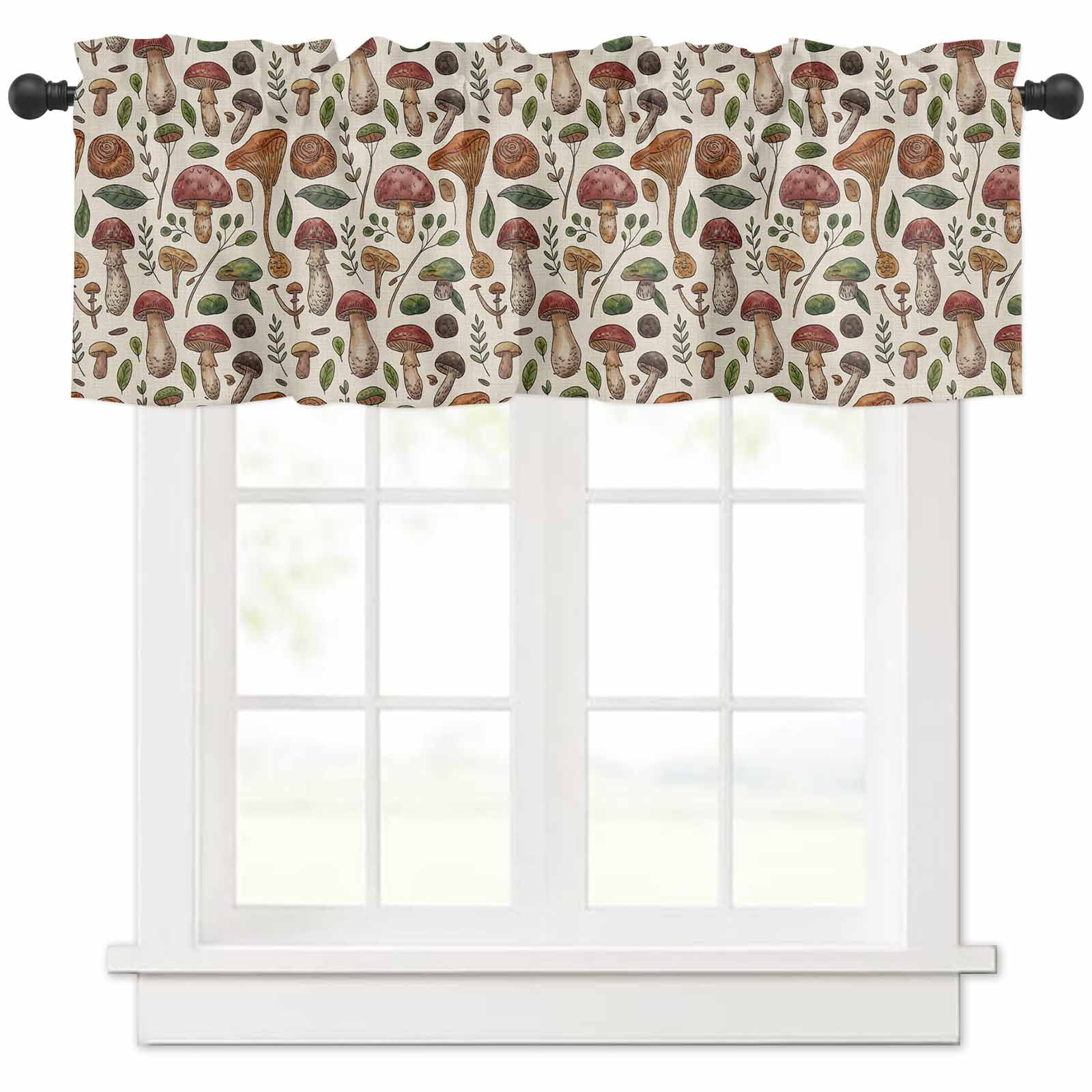 Fall Mushroom Valances for Windows Farmhouse Kitchen Curtains Valances ...