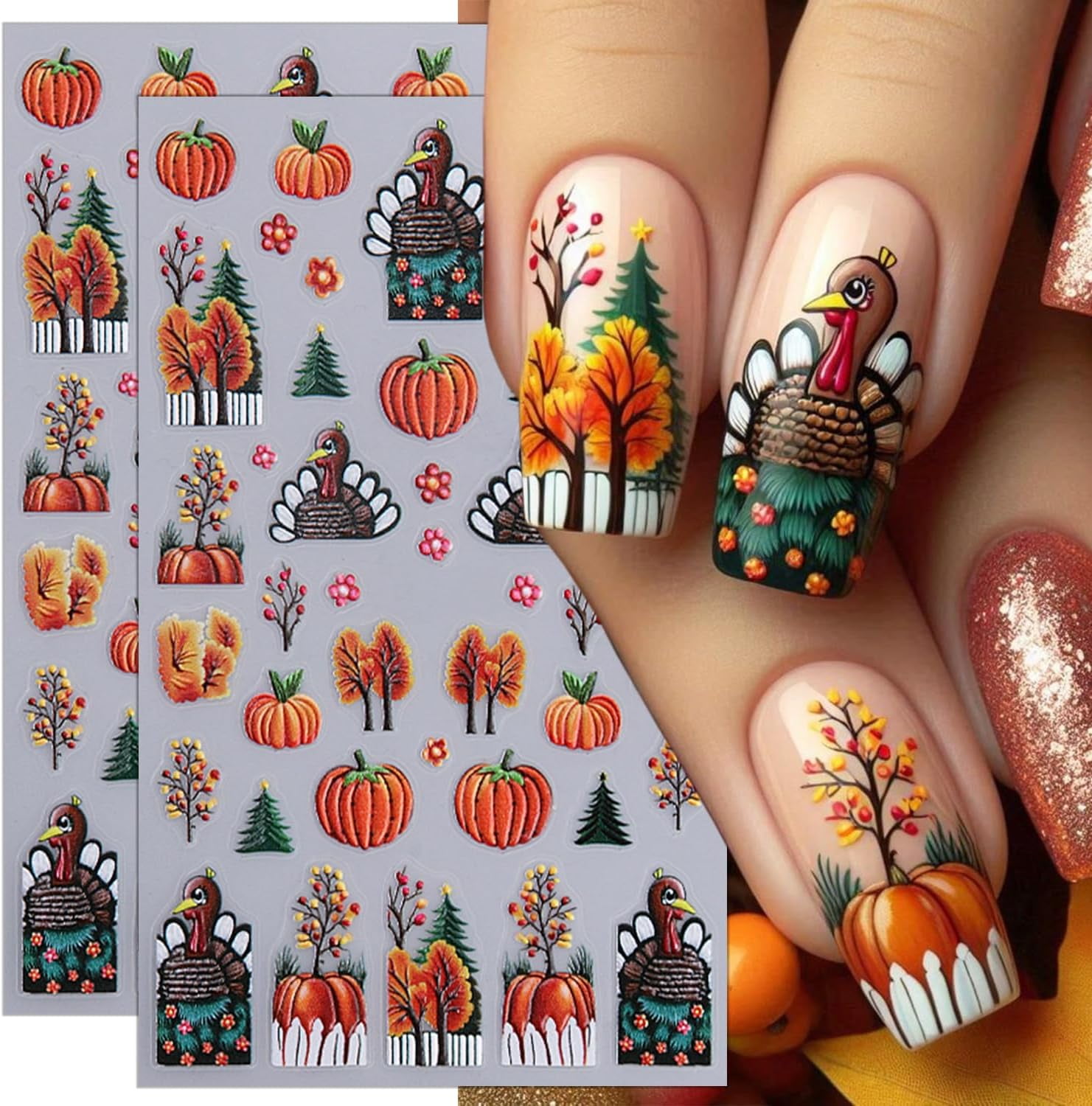 Fall Nail Stickers - Thanksgiving Nail Art Designs: Maple Leaves ...