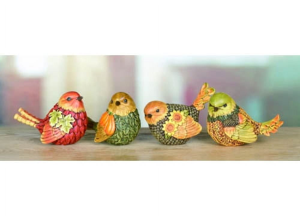 Fall Natural Fall Bird Figurines Polyresin Acorns Pumpkins Sunflowers ...