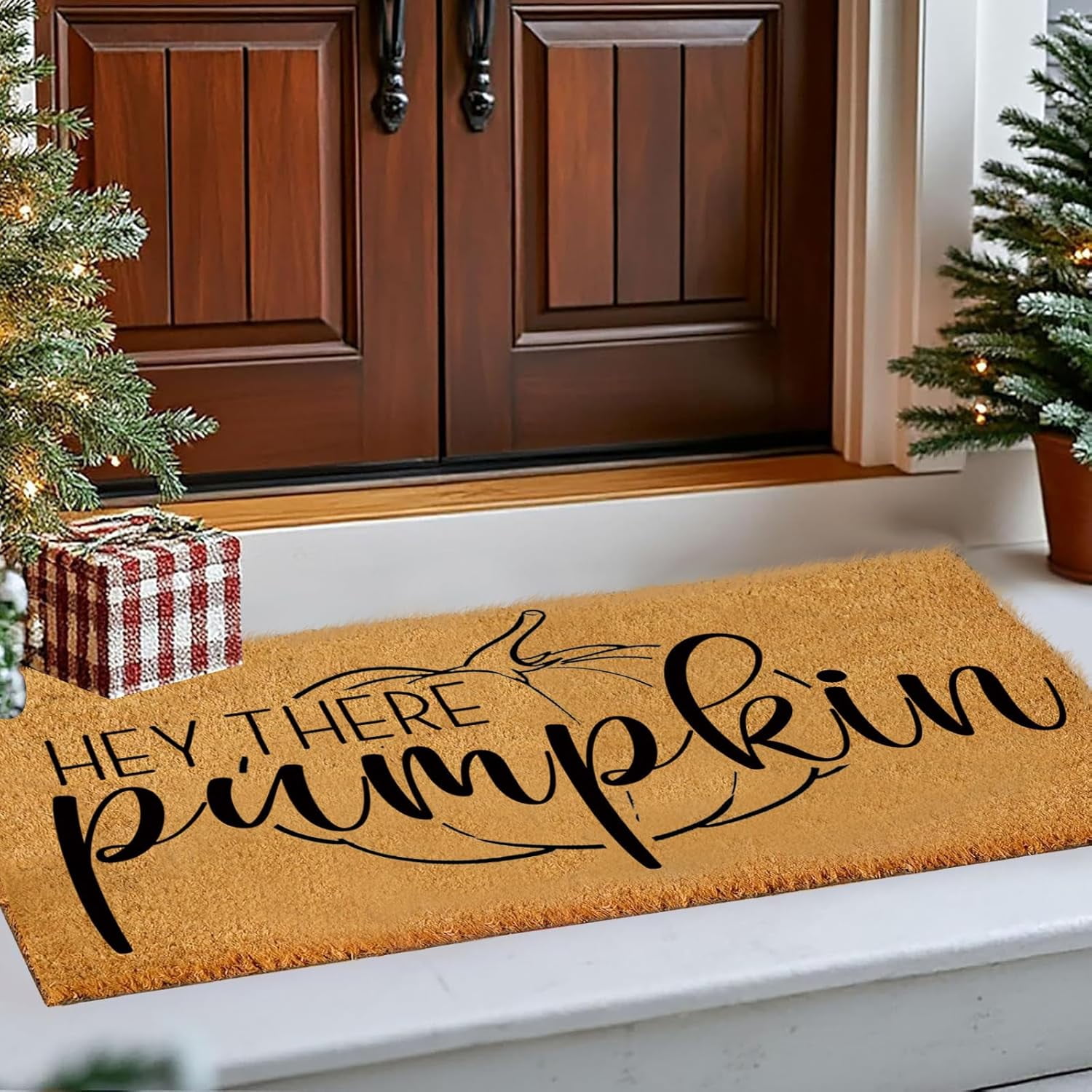 Fall Coco Coir Door Mat with Heavy Duty Backing, Large Hey There ...