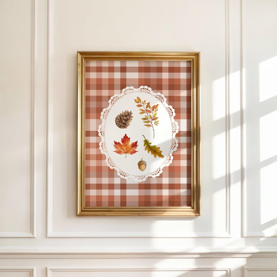 Fall Nature Walk Print, Plaid Fall Art , Fall Leaves Print, Fall ...