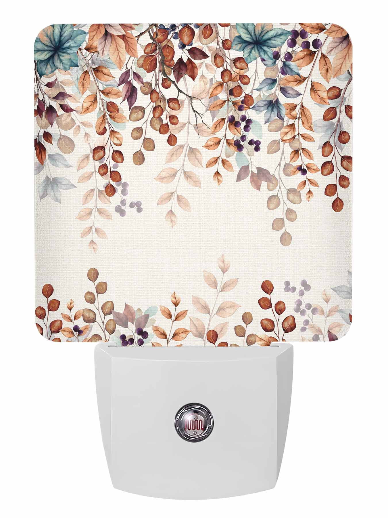 Fall Night Lights Auto Sensor Autumn Eucalyptus Leaves Plug-in LED ...