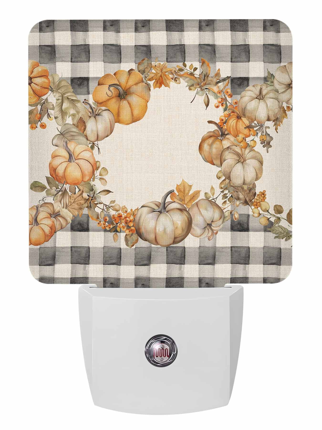 Fall Night Lights Auto Sensor Autumn Leaf Pumpkin Berry Plug-in LED ...