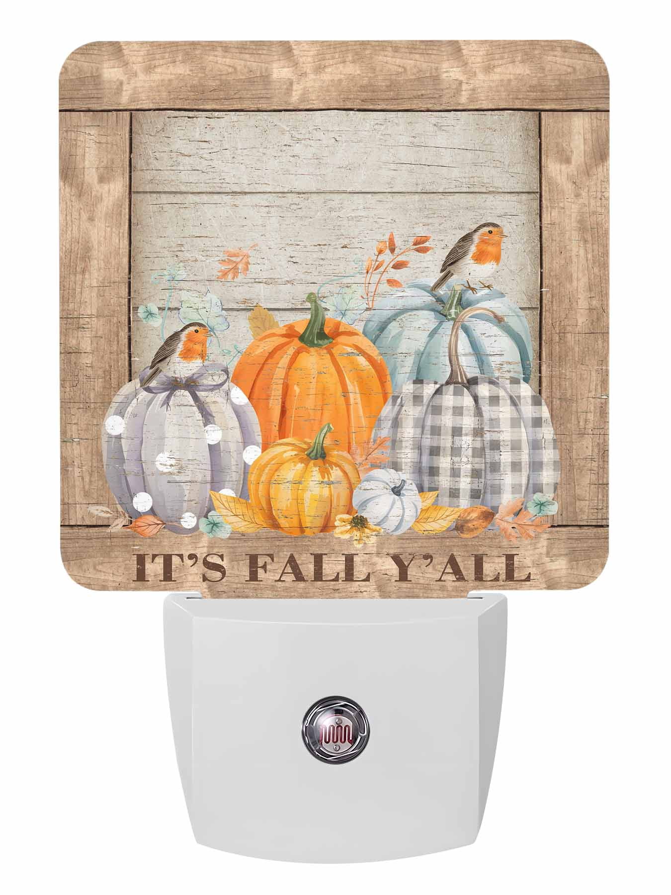 Fall Night Lights Auto Sensor Bird Pumpkin Maple Leaves Plug-in LED ...