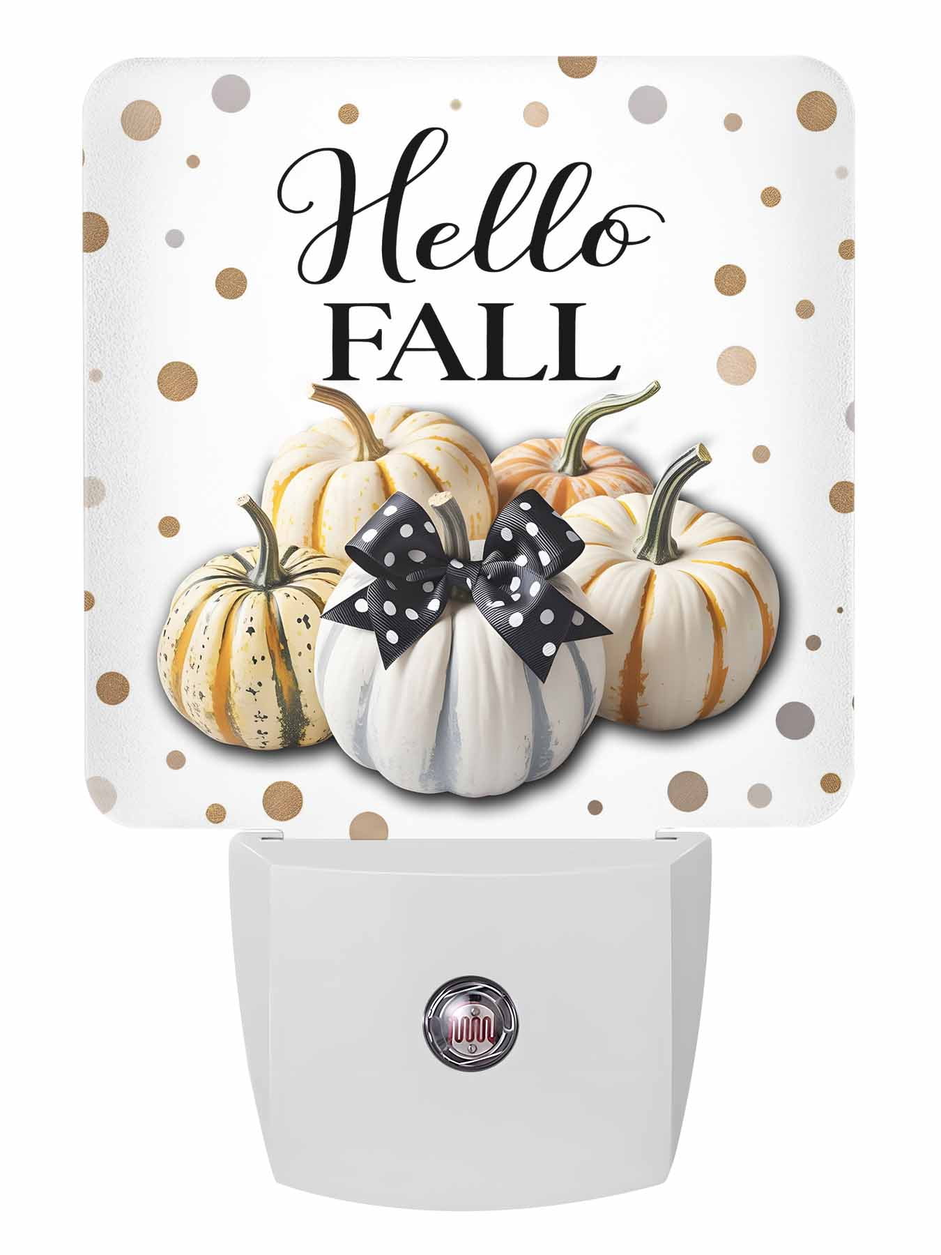 Fall Night Lights Auto Sensor Bow Pumpkin Plug-in LED Nightlights Dusk ...