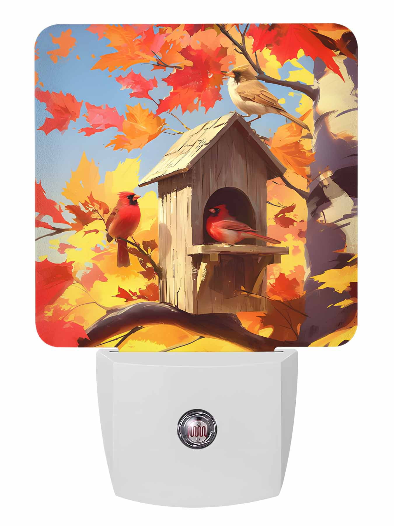 Fall Night Lights Auto Sensor Cardinal Bird Plug-in LED Nightlights ...