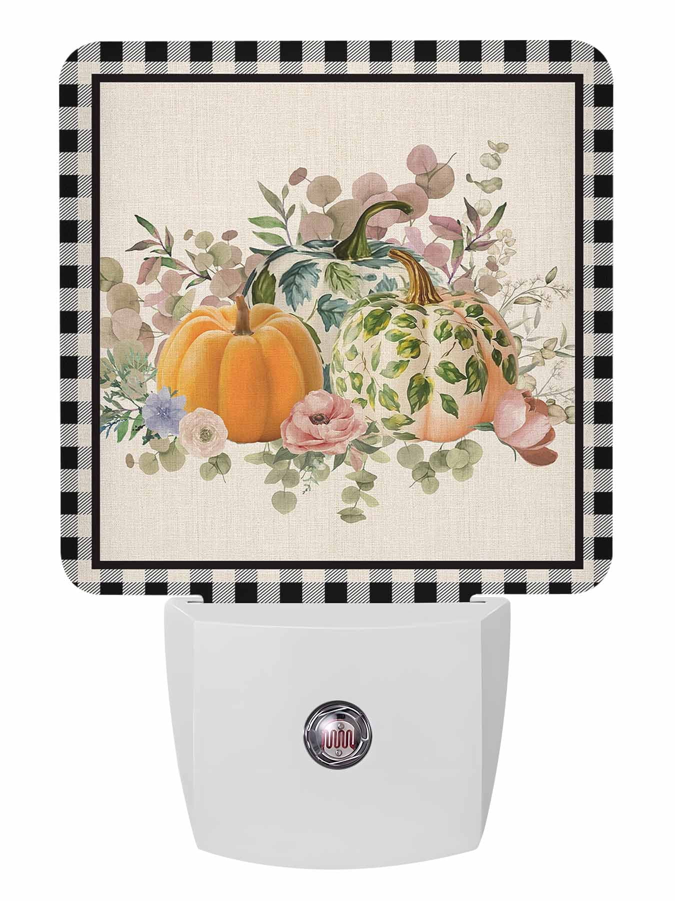 Fall Night Lights Auto Sensor Eucalyptus Leaf Pumpkin Plug-in LED ...