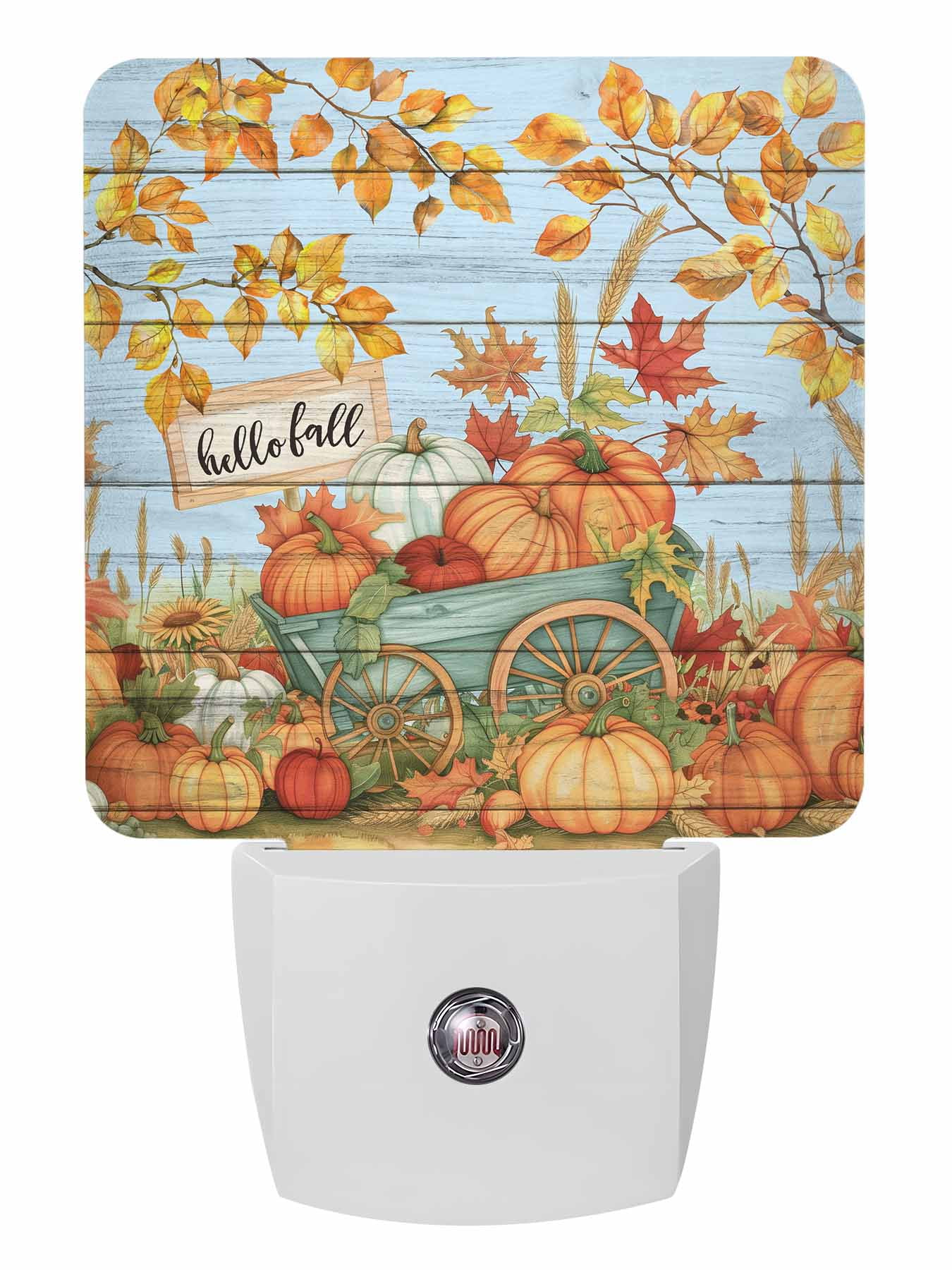 Fall Night Lights Auto Sensor Hand Drawn Pumpkin Plug-in LED ...