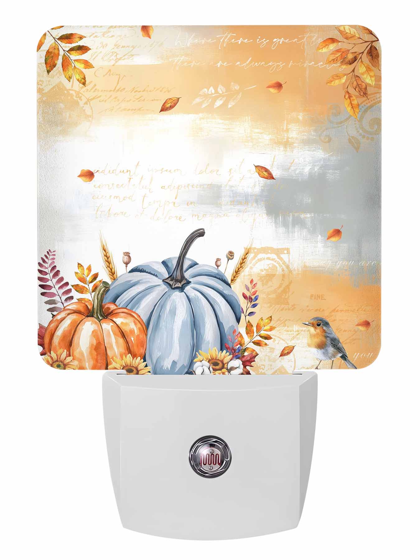 Fall Night Lights Auto Sensor Harvest Pumpkin Plug-in LED Nightlights ...