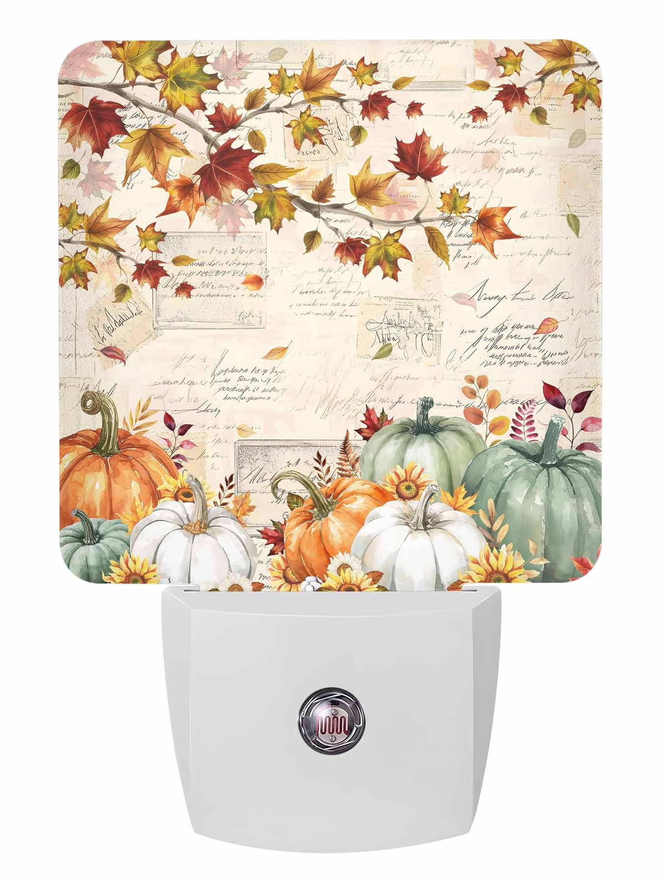 Fall Night Lights Auto Sensor Harvest Pumpkin Plug-in LED Nightlights ...