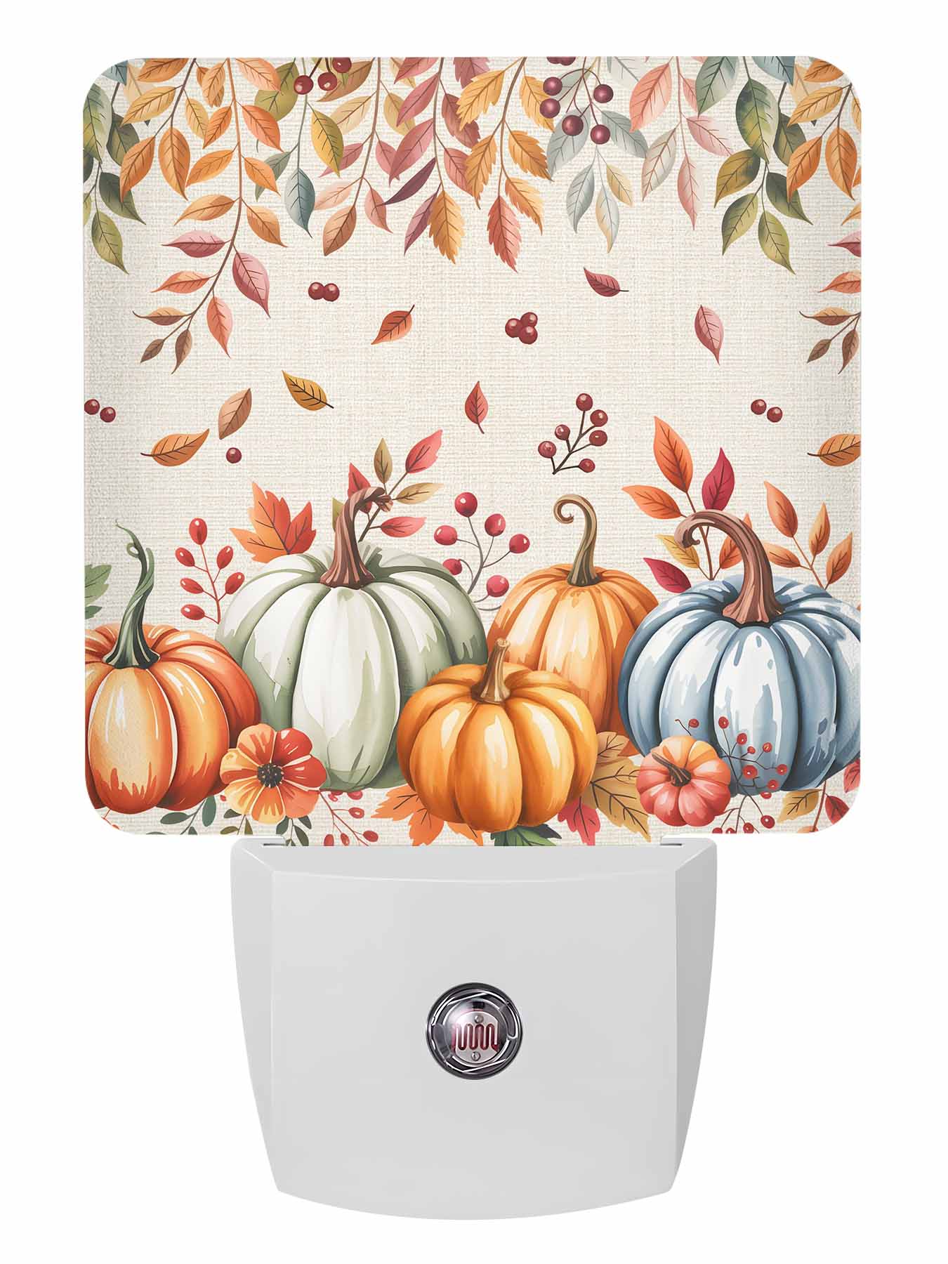 Fall Night Lights Auto Sensor Harvest Pumpkin Plug-in LED Nightlights ...