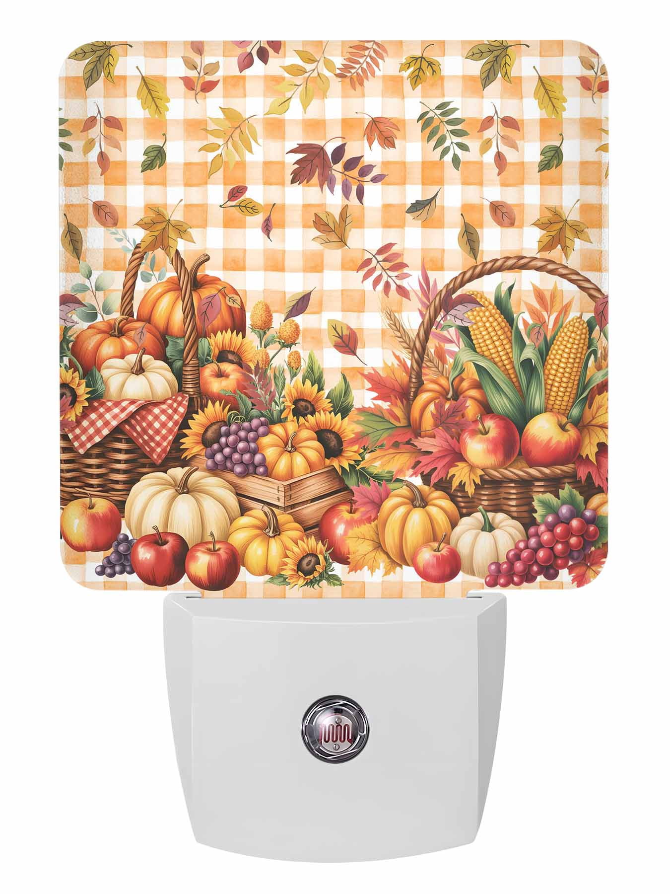 Fall Night Lights Auto Sensor Harvest Pumpkin Plug-in LED Nightlights ...