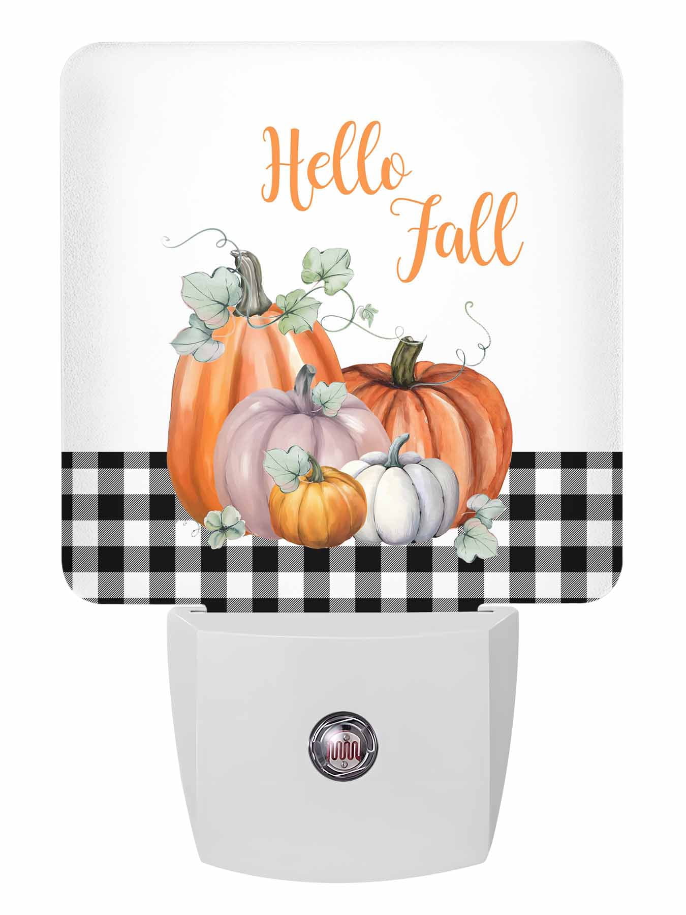 Fall Night Lights Auto Sensor Hello Fall Pumpkin Plug-in LED ...