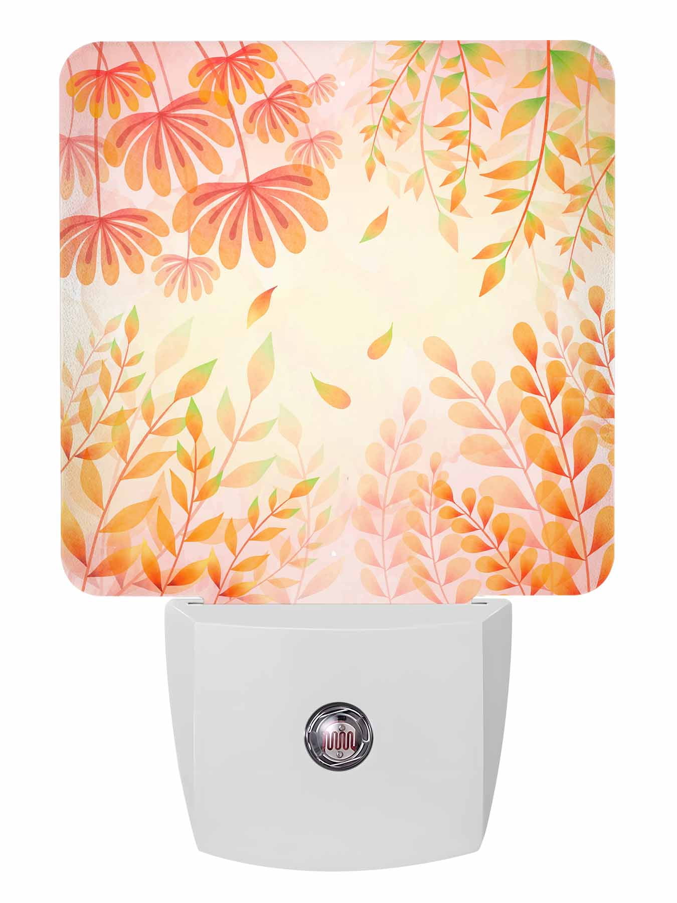 Fall Night Lights Auto Sensor Ombre Leaves Plug-in LED Nightlights Dusk ...