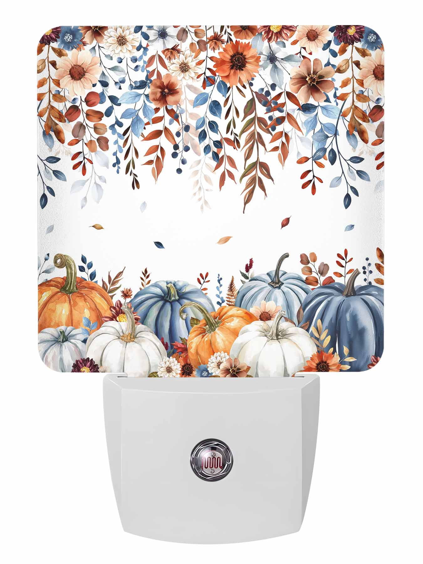 Fall Night Lights Auto Sensor Orange Blue Harvest Pumpkin Plug-in LED ...