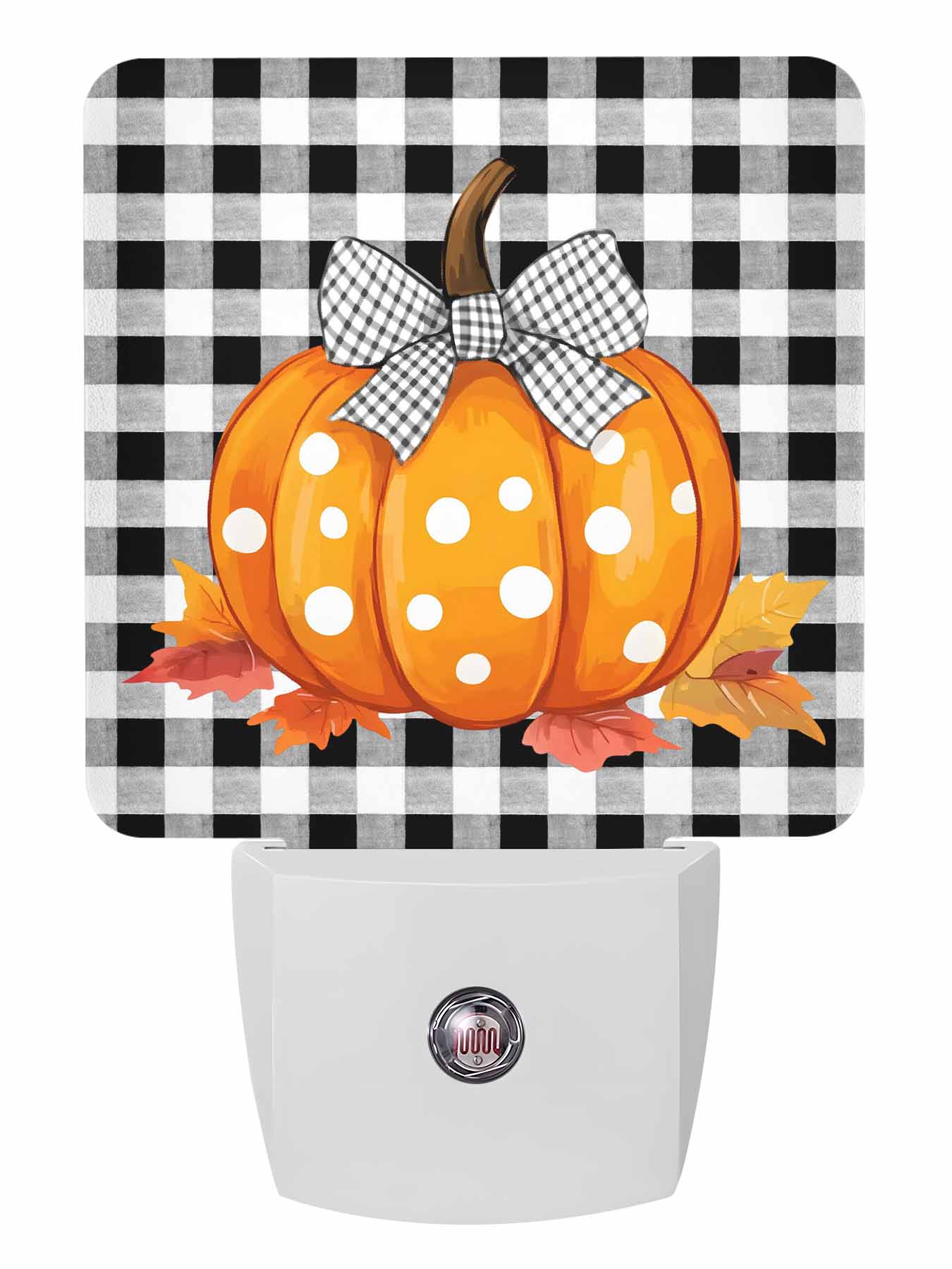 Fall Night Lights Auto Sensor Orange Bow Pumpkin Plug-in LED ...