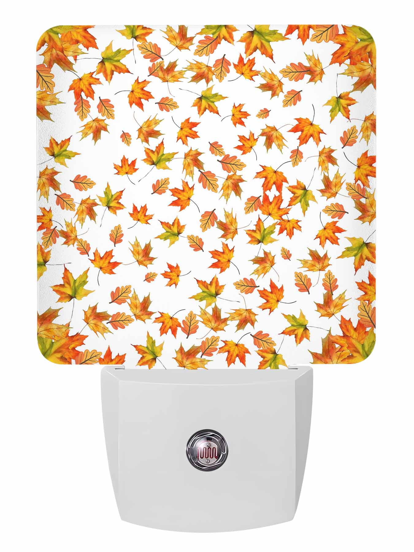 Fall Night Lights Auto Sensor Orange Maple Leaf Plug-in LED Nightlights ...
