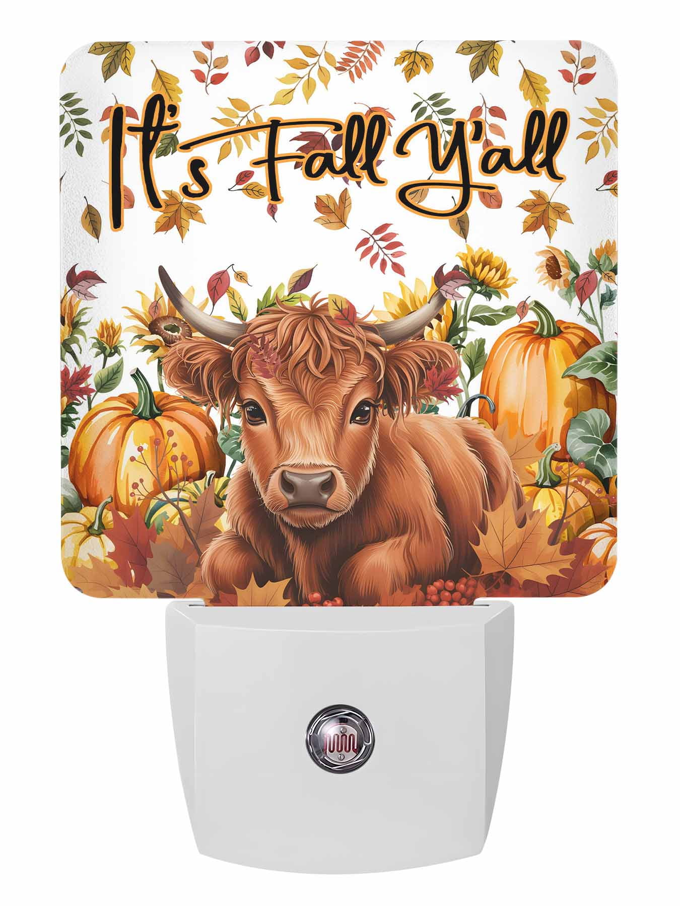 Fall Night Lights Auto Sensor Pumpkin Cow Plug-in LED Nightlights Dusk ...