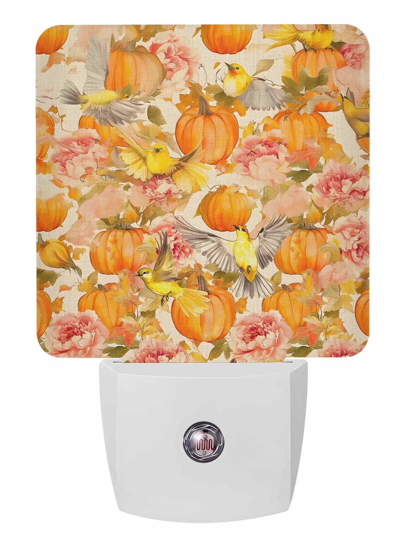 Fall Night Lights Auto Sensor Pumpkin Flowers Plug-in LED Nightlights ...