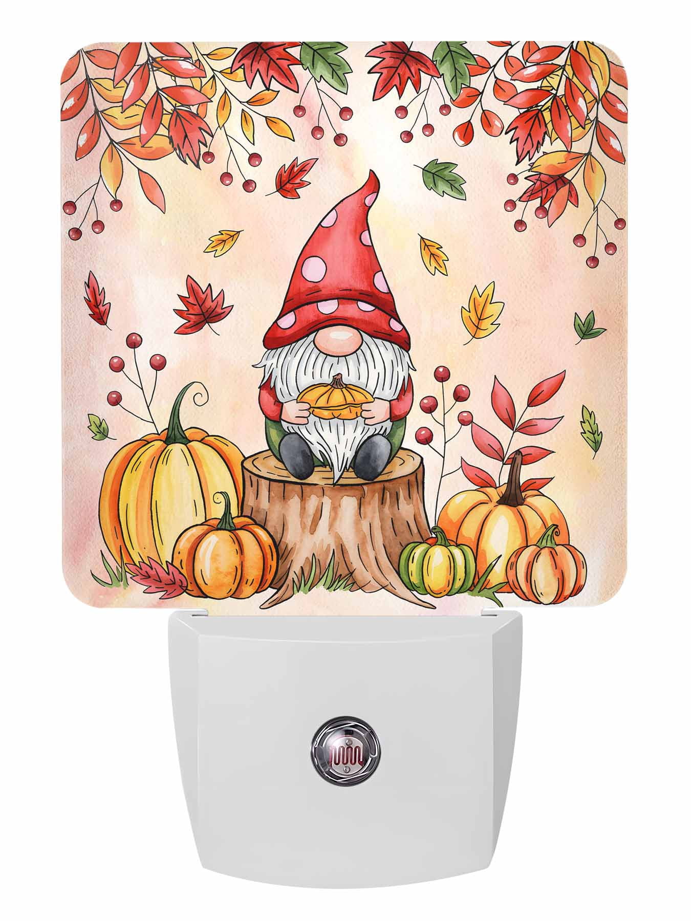 Fall Night Lights Auto Sensor Pumpkin Gnome Plug-in LED Nightlights ...