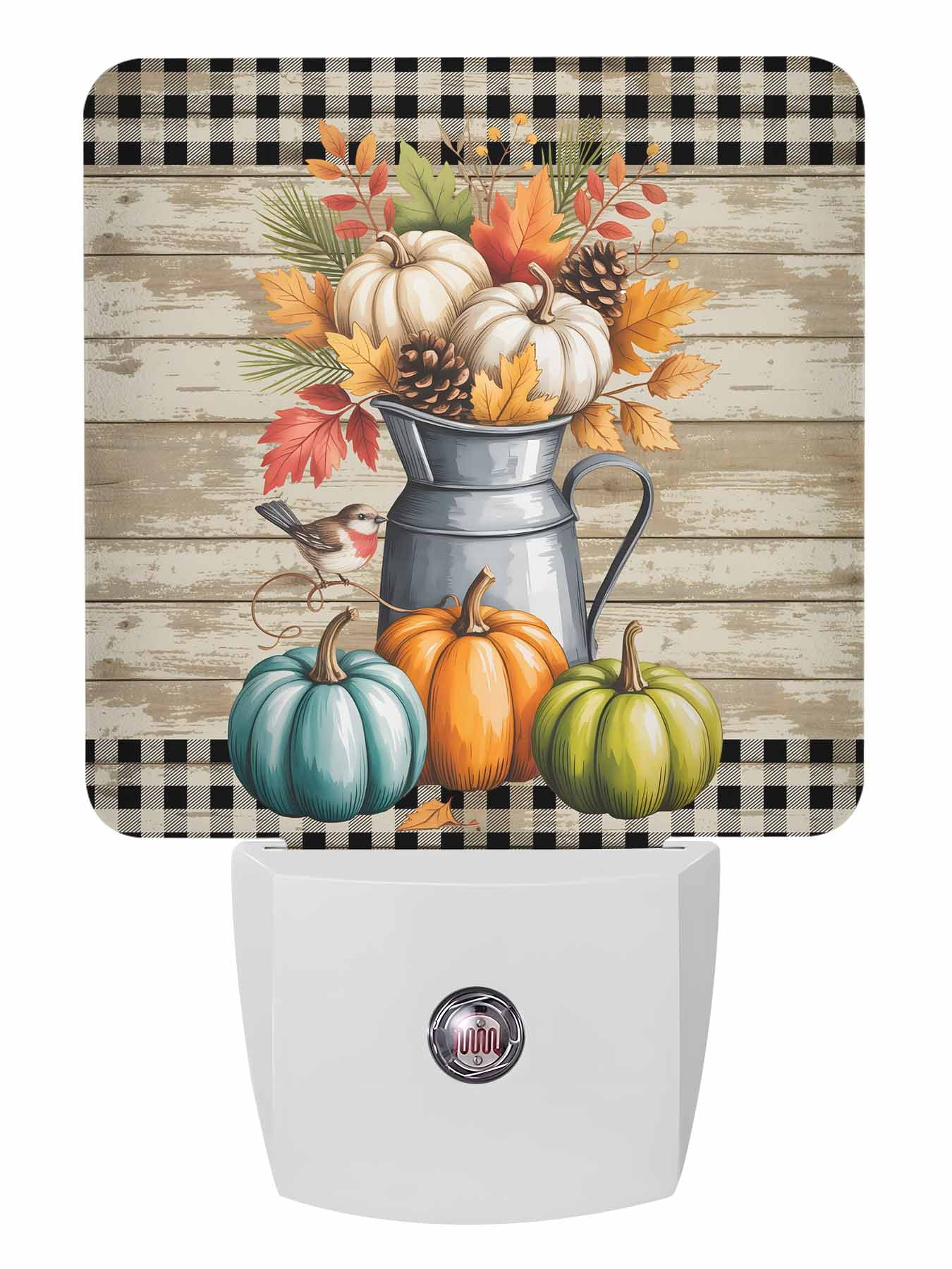 Fall Night Lights Auto Sensor Pumpkin Maple Leaf Plug-in LED ...