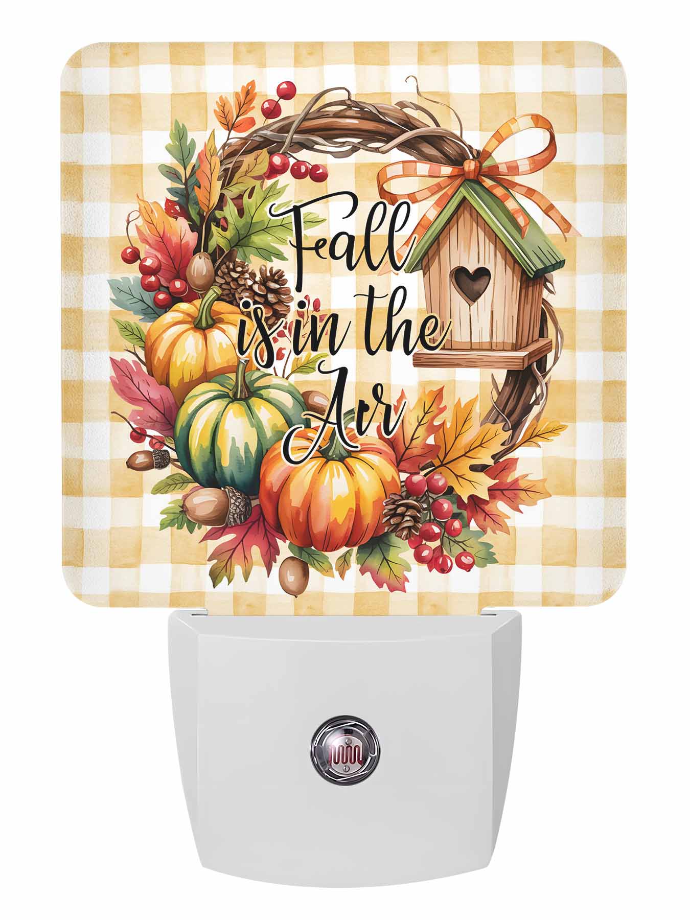 Fall Night Lights Auto Sensor Pumpkin Maple Leaves Plug-in LED ...