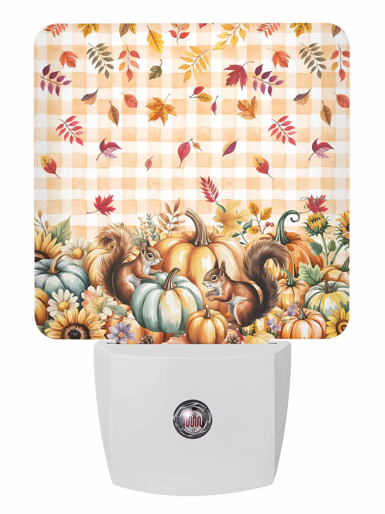 Fall Night Lights Auto Sensor Pumpkin Squirrel Plug-in LED Nightlights ...