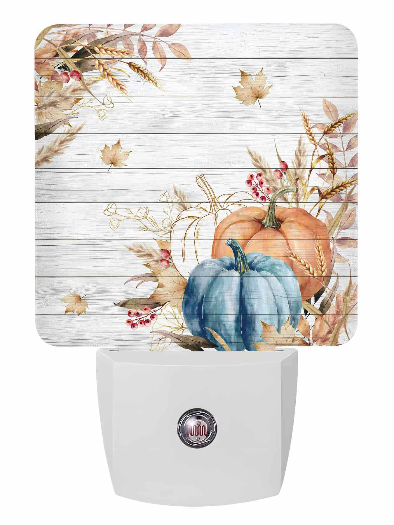 Fall Night Lights Auto Sensor Pumpkin Wheat Ears Plug-in LED ...